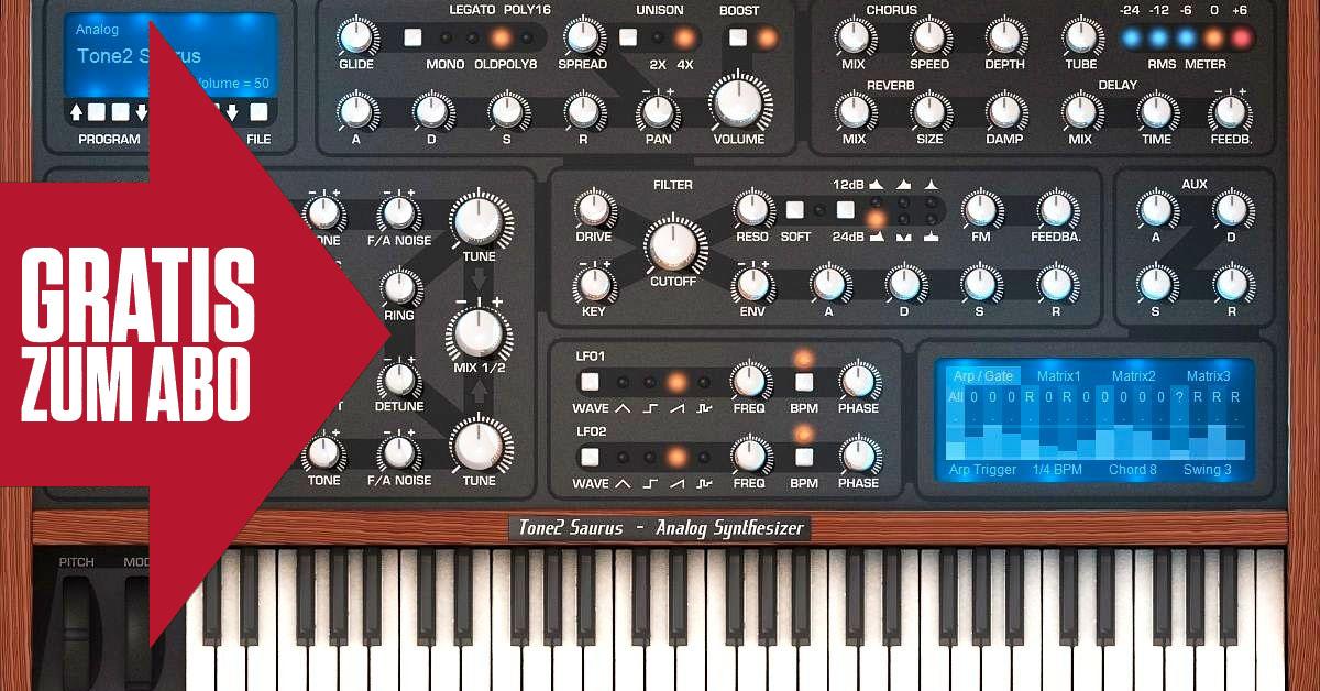 Gratis zum Beat-Abo: Synthesizer Saurus 2 von Tone2