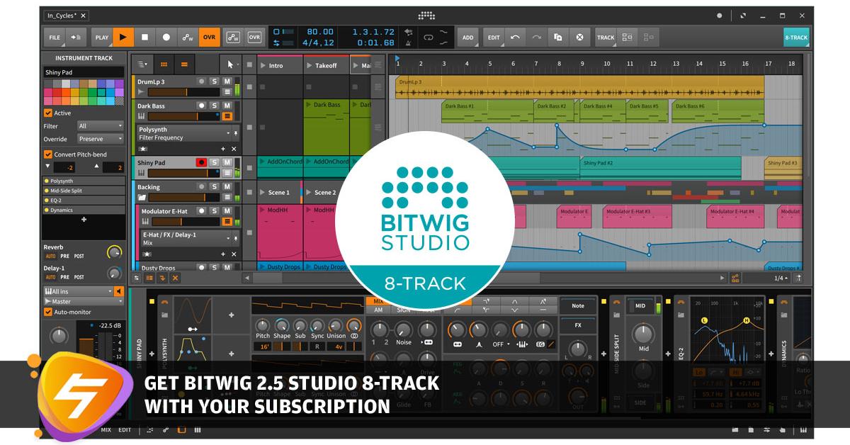 DAW Bitwig 8-Track im Plugins-Samples Abo verfügbar